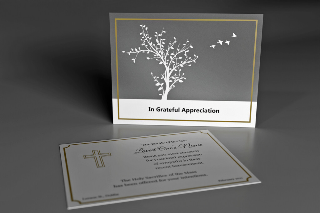 Acknowledgement Card AC4 with Tree - Memorial Printers