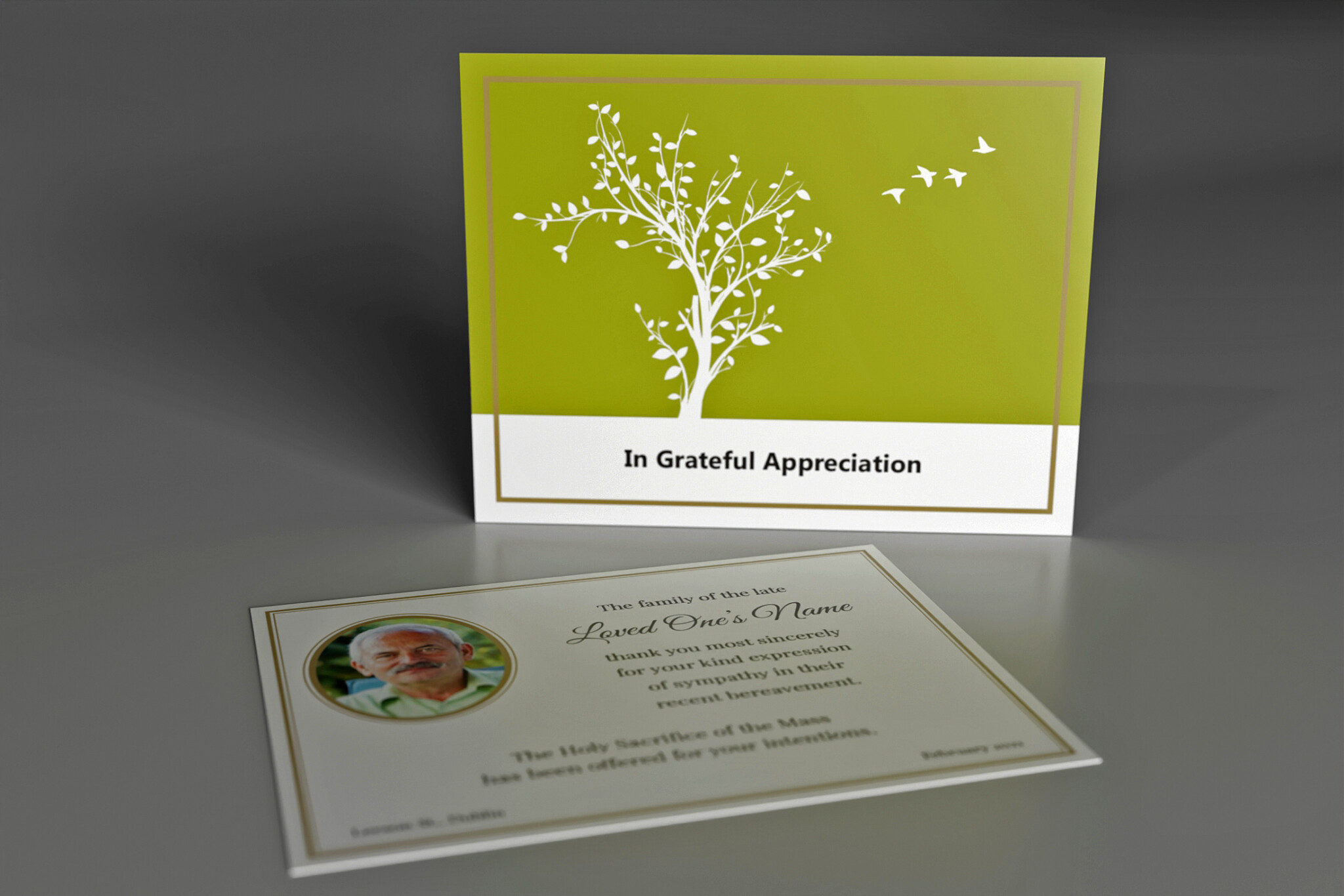 Acknowledgement Card AC4 with Tree - Memorial Printers