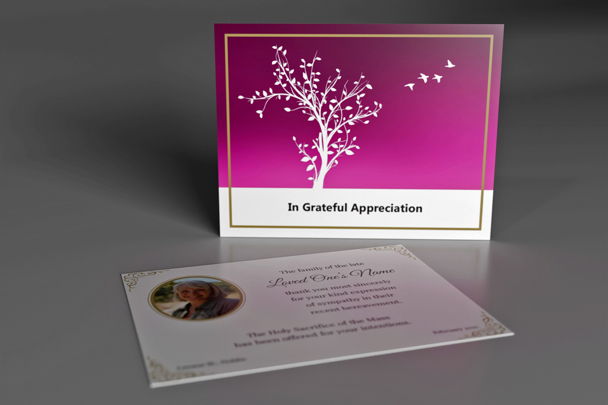 Acknowledgement Card AC4 with Tree - Memorial Printers