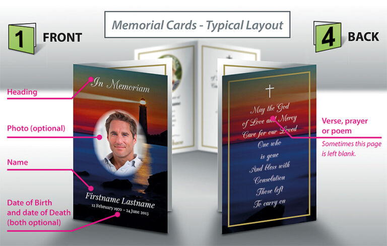 Memorial Cards - Detailed Information, Ordering & Pricing